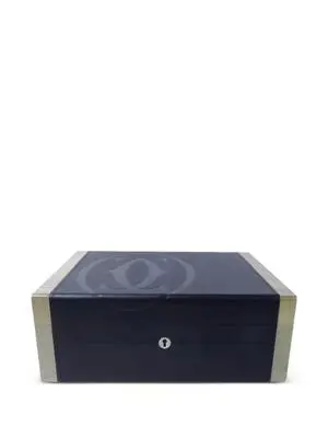Cartier Logo Detail Humidor Cigar Box With Silver-tone Hardware - Black
