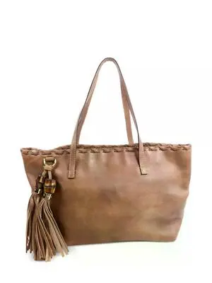 Gucci Gucci Leather Tote Bag With Tassel Detail Brown