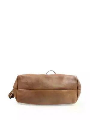 Gucci Leather Tote Bag With Tassel Detail - Brown