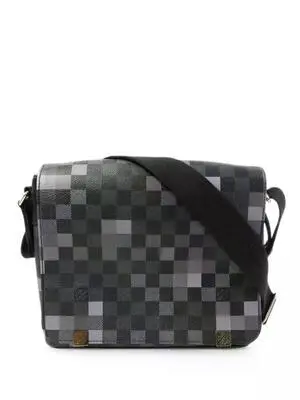 LOUIS VUITTON Pm Damier Graphite Pixel District Shoulder Bag - Black