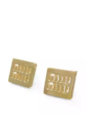 Miu Miu Tone Square Logo Detail Stud Earrings