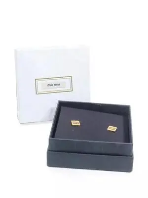 Miu Miu Tone Square Logo Detail Stud Earrings