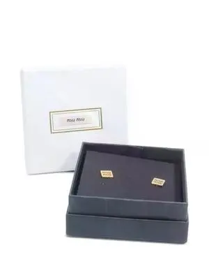 Miu Miu Tone Square Logo Detail Stud Earrings