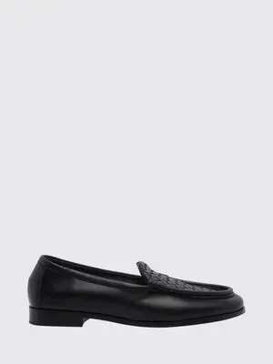 Bottega Veneta Silenzio Intrecciato Lambskin Leather Loafers - Black