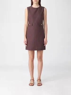 PAROSH PAROSH Sleeveless Dress With Button Detail Brown