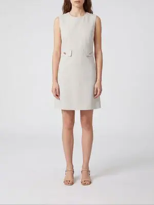 PAROSH Sleeveless Dress With Button Detail - Sand