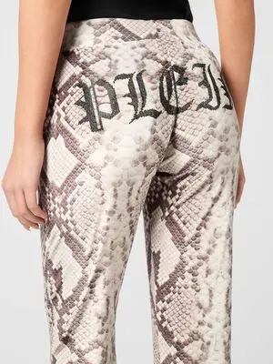 Philipp Plein Snake Print Skinny Jersey Joggers - Beige
