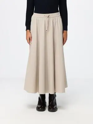 Herno Herno A-Line Midi Skirt With High Elasticated Waist Cream