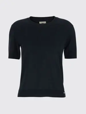 Herno Short-sleeve Crewneck T-shirt In Lyocell And Cotton Blend - Black