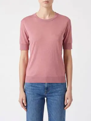 Herno Short-sleeve Crewneck T-shirt In Lyocell And Cotton Blend - Pink