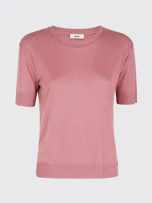 Herno Short-sleeve Crewneck T-shirt In Lyocell And Cotton Blend - Pink