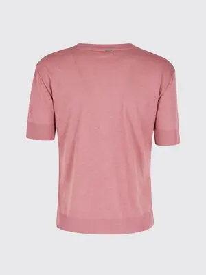 Herno Short-sleeve Crewneck T-shirt In Lyocell And Cotton Blend - Pink