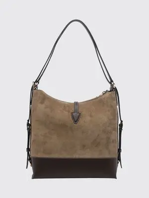 TOD'S Timeless Bicolour Smooth And Suede Calf Leather Shoulder Bag - Beige