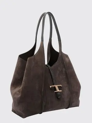 TOD'S Timeless Suede Calf Leather Shopping Bag - Brown