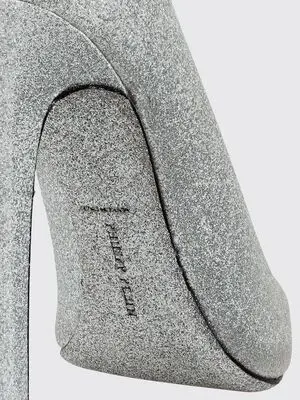 Philipp Plein Glitter Leather Pumps With Skull Embellishment And Stiletto Heel - Silver