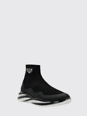 Philipp Plein High-top Sock Slip-on Sneakers With Leather Inserts - Black
