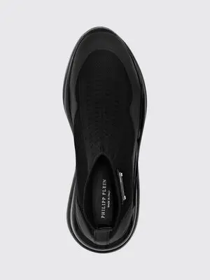Philipp Plein High-top Sock Slip-on Sneakers With Leather Inserts - Black