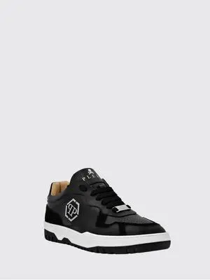 Philipp Plein Low-top Leather And Suede Sneakers With Hexagon Logo