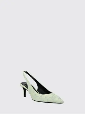 Philipp Plein Satin Slingback Pumps With Hexagon Logo And Mid Heel
