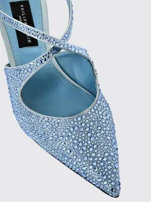 Philipp Plein Embellished Satin Pumps With Ankle Strap - Turquoise