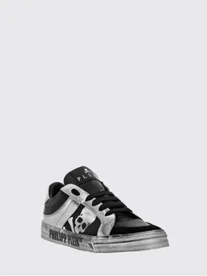 Philipp Plein Leather Sneakers With Skull Print And Distressed Effect