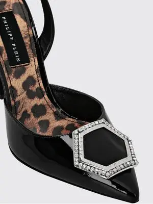 Philipp Plein Patent Leather Slingbacks With Jewel Buckle