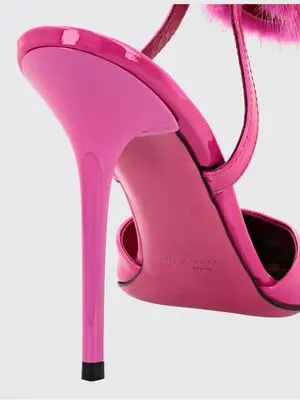 Philipp Plein Patent Leather Slingback Pumps With Skull Detail And Stiletto Heel - Fuchsia