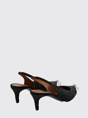 Philipp Plein Leather Slingback Pumps With Crystal Skull And Mid Heel - Black