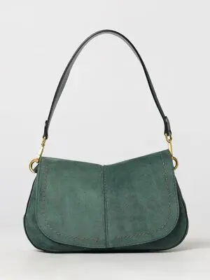 GIANNI CHIARINI Helena Suede Shoulder Bag With Flap And Removable Handle - Green