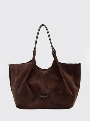 GIANNI CHIARINI Suede Calfskin Leather Shoulder Bag With Double Handle - Brown