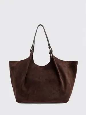 GIANNI CHIARINI Suede Calfskin Leather Shoulder Bag With Double Handle - Brown