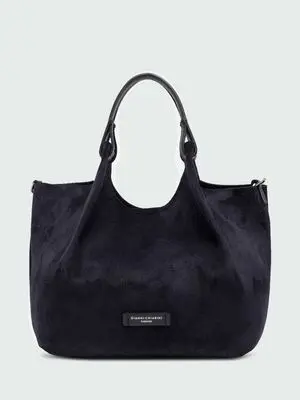 GIANNI CHIARINI Dua Suede Calfskin Handbag With Double Handle - Black 1