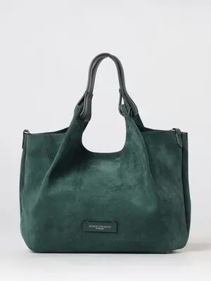 GIANNI CHIARINI Dua Suede Calfskin Handbag With Double Handle - Green