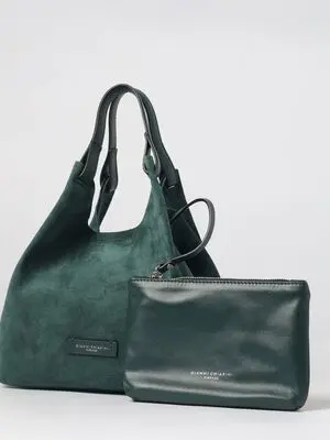 GIANNI CHIARINI Dua Suede Calfskin Handbag With Double Handle - Green