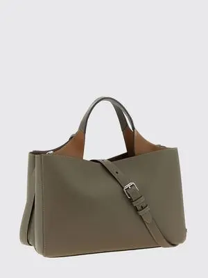 TOD'S Hammered Leather Tote Bag With Double Handle And Shoulder Strap - Grey