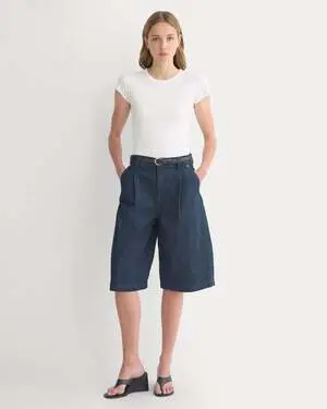 Everlane High-Rise Pleated Culotte Dark Rinse