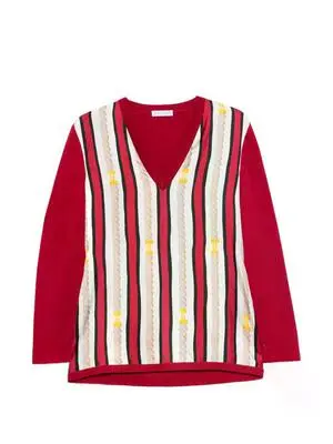 Celine 2000s Rope-print V-neck Sweater - Red