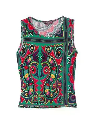 John Galliano 2000 Paisley-print Tank Top - Green