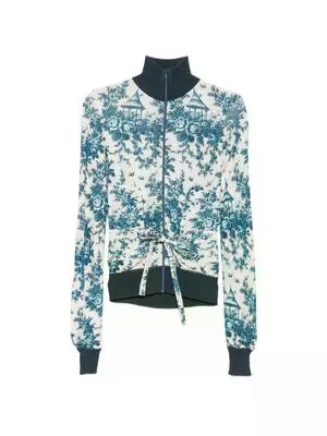 John Galliano 2000s Floral-print Belted Sweatshirt - Neutrals