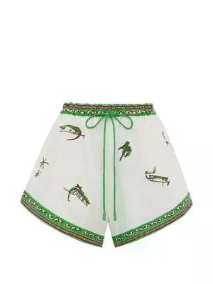 ALEMAIS Alemas Wanda Embroidered Relaxed Fit Shorts - Neutrals