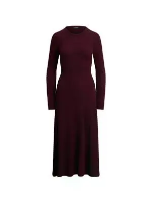 Ralph Lauren A-line Wool Sweater Midi Dress - Purple