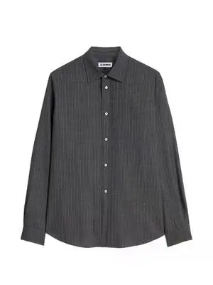 JIL SANDER Pinstripe-pattern Wool Shirt - Grey