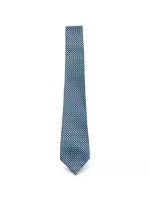 Zegna Geometric-pattern Silk Tie - Blue