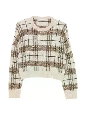 Brunello Cucinelli Plaid-pattern Sequin-embellishment Sweater