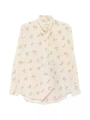 P.a.r.o.s.h Floral Print Pussy-bow Shirt - Neutrals