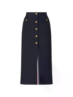 Thom Browne Button-detail Midi Skirt - Blue