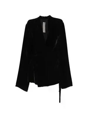 Rick Owens Velvet Wraparound Blouse - Black