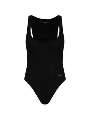 Dsquared2 Ribbed-knit Logo-plaque Bodysuit - Black