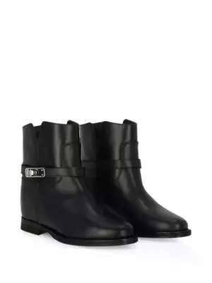 VIA ROMA 15 Leather Ankle Boots With Turn-lock Strap