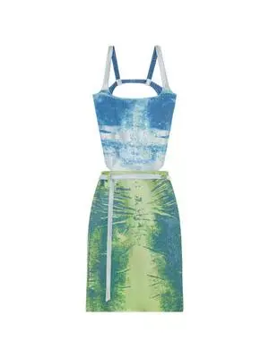 DIESEL® Open-back Apron Dress In Satin Denim - Green